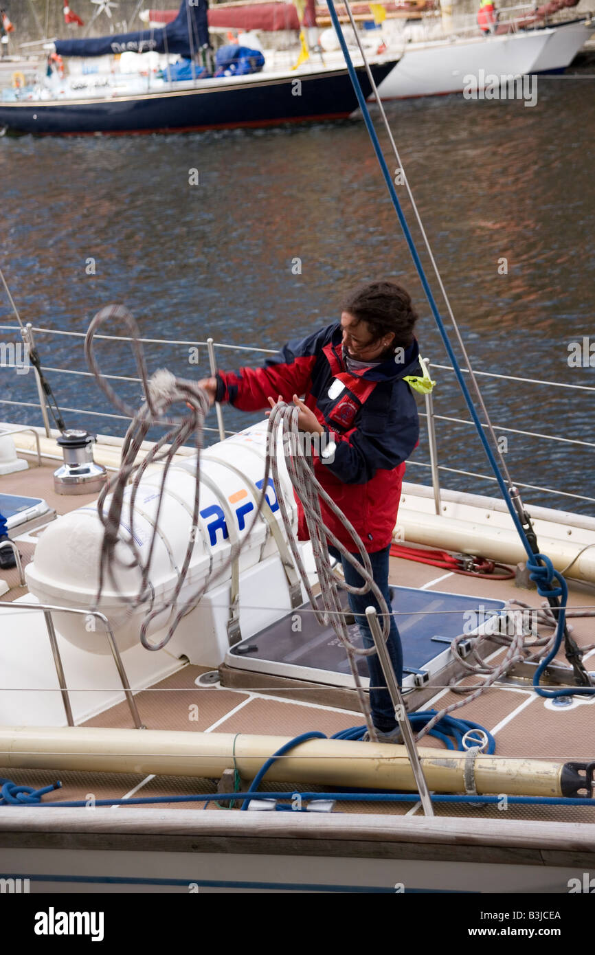 The Rona II sailing ship and young sailors at the Tall Ships race in ...