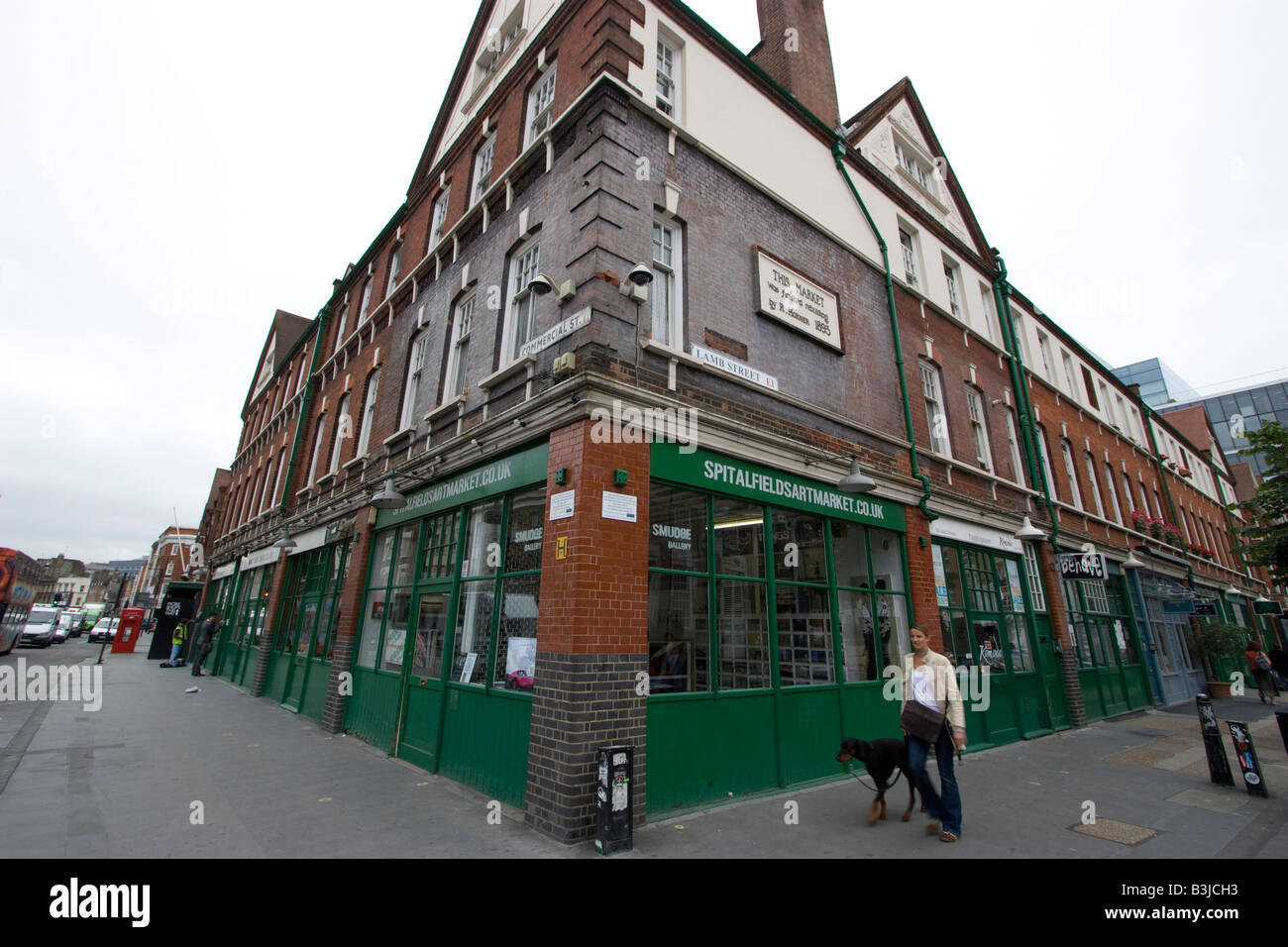 Commercial Street and Lamb Street corner Spitalfields area of London ...