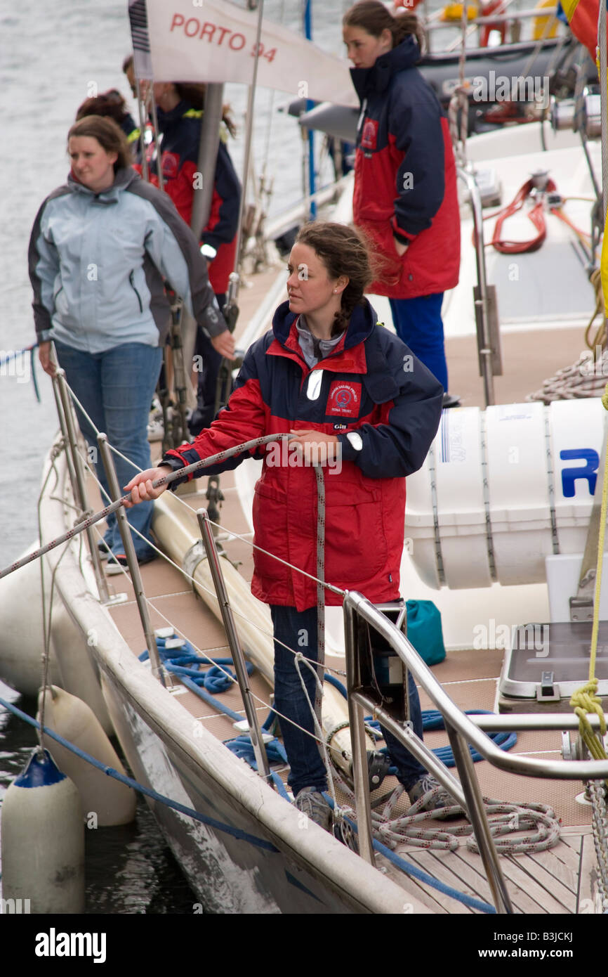 The Rona II sailing ship and young sailors at the Tall Ships race in ...
