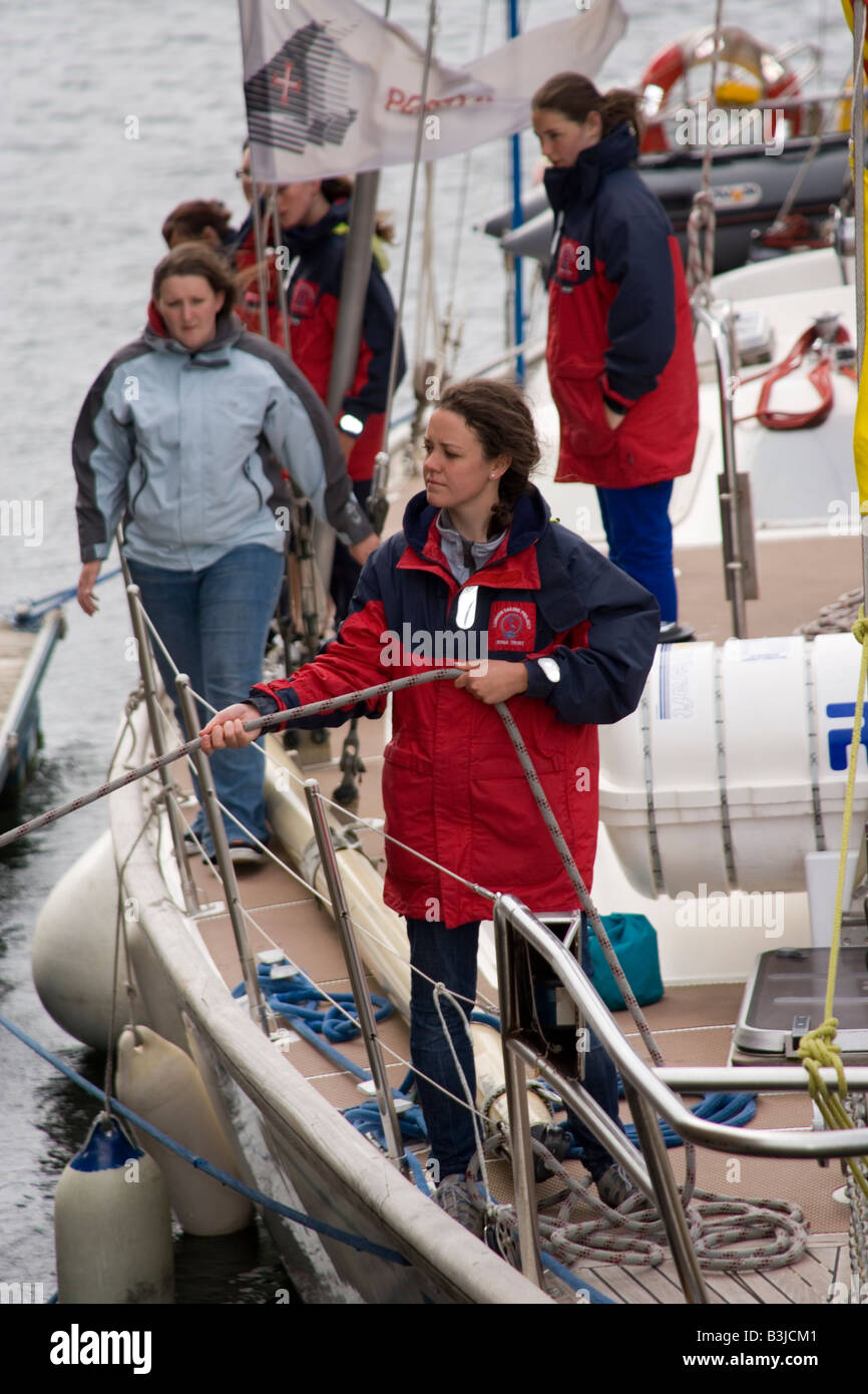 The Rona II sailing ship and young sailors at the Tall Ships race in ...