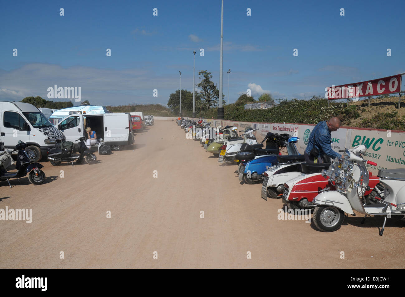 A row of scooters parked a Smallbrook stadium-Lambretta Club GB Isle of ...