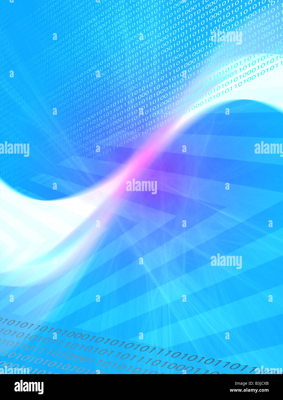 An abstract blue background with copy space and binary code ones and ...