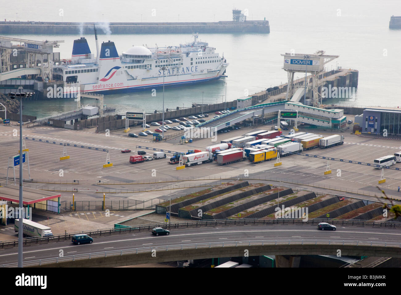 Panoramic view of Dover Harbour from the Western Heights Stock Photo ...
