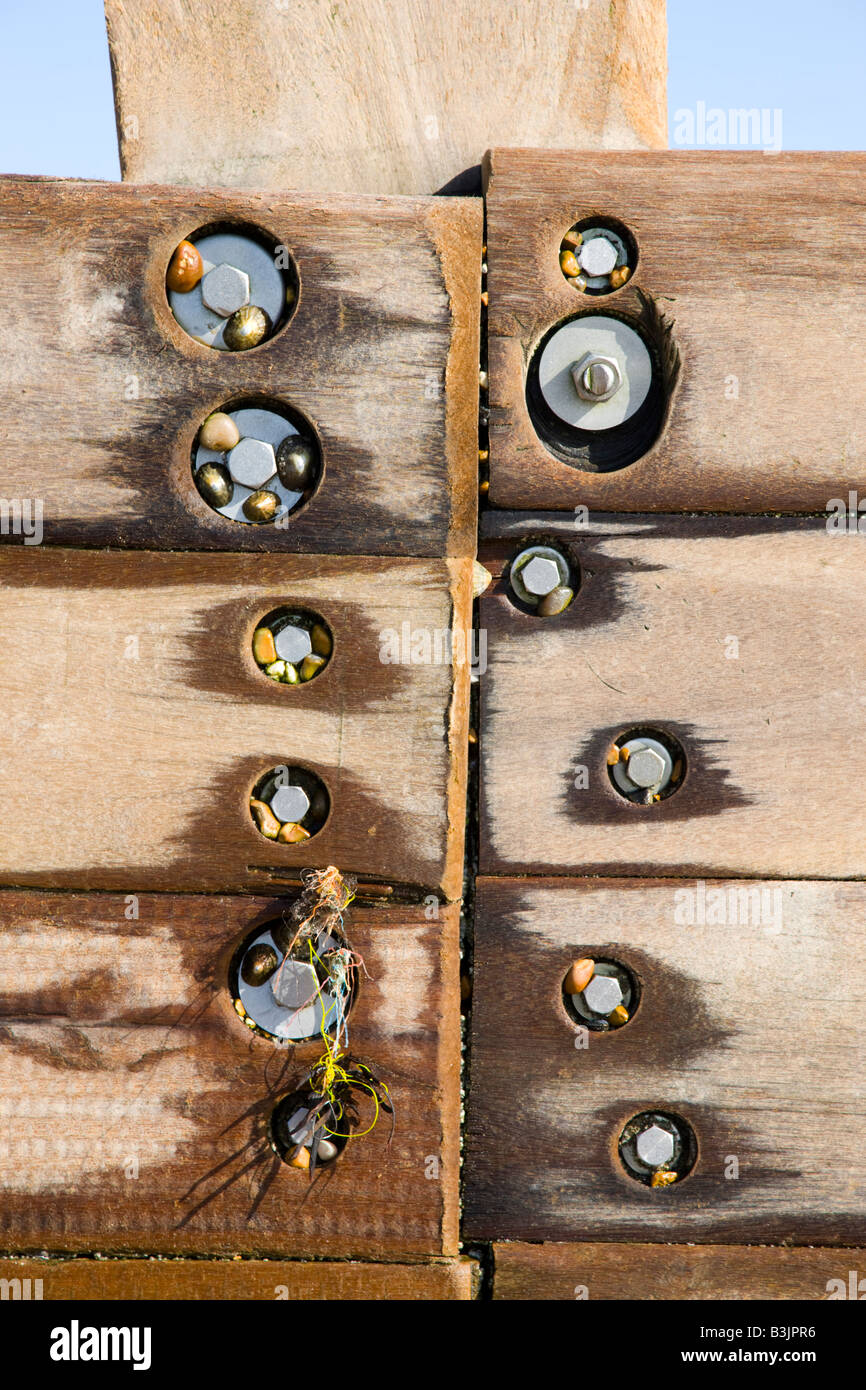 Wooden sea defence structures on the beach in Kingsdown Kent Stock ...