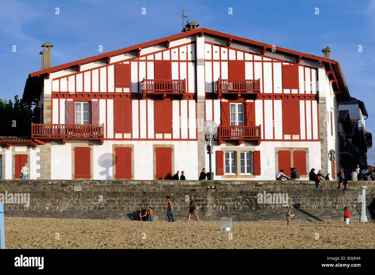 Facade of a typical Basque house. Photo taken in St Jean de Luz, a ...