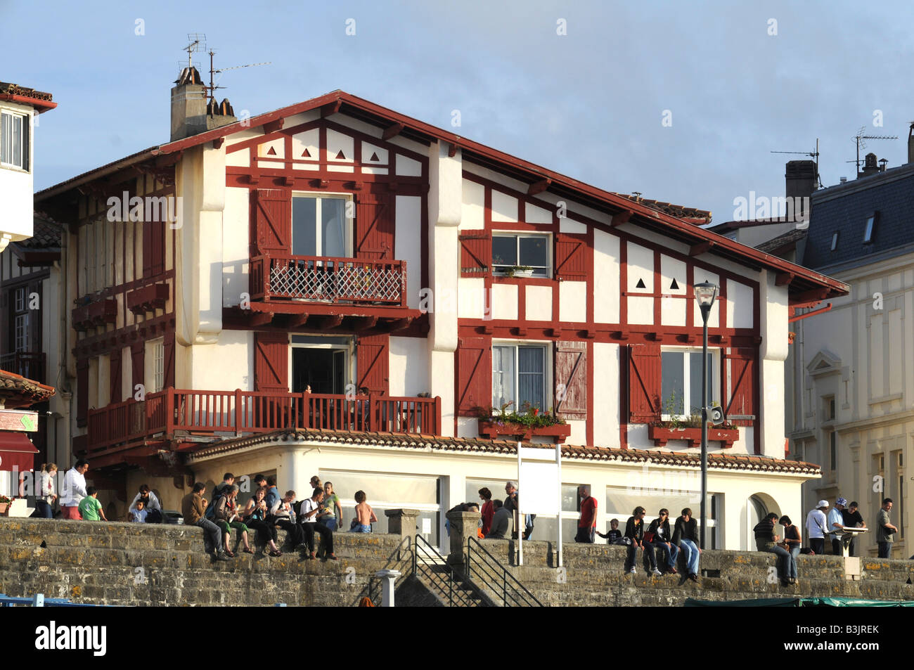Facade of a typical Basque house. Photo taken in St Jean de Luz, a ...