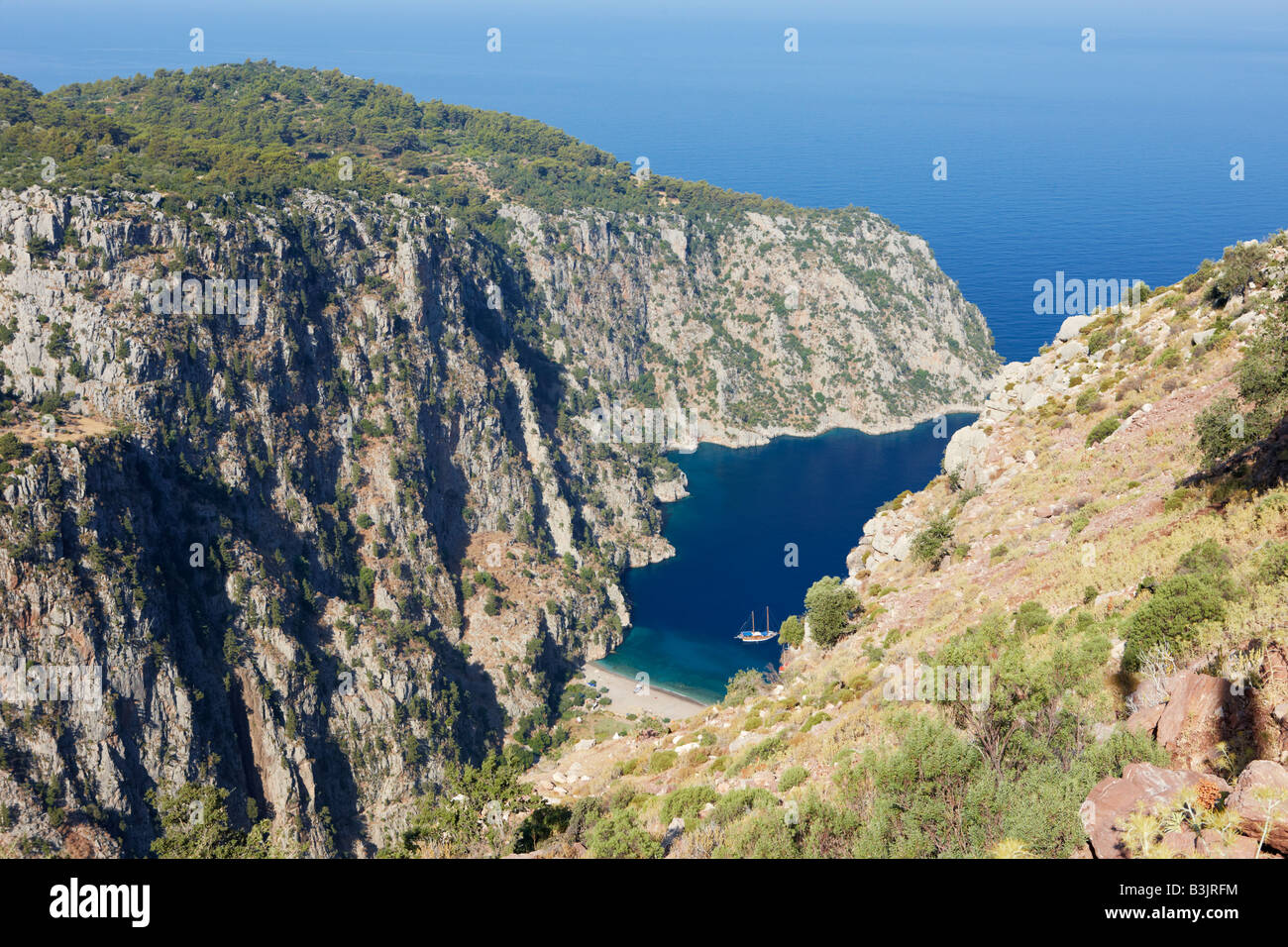 Aerial view of the Butterfly Valley, popular ecotourism destination in ...