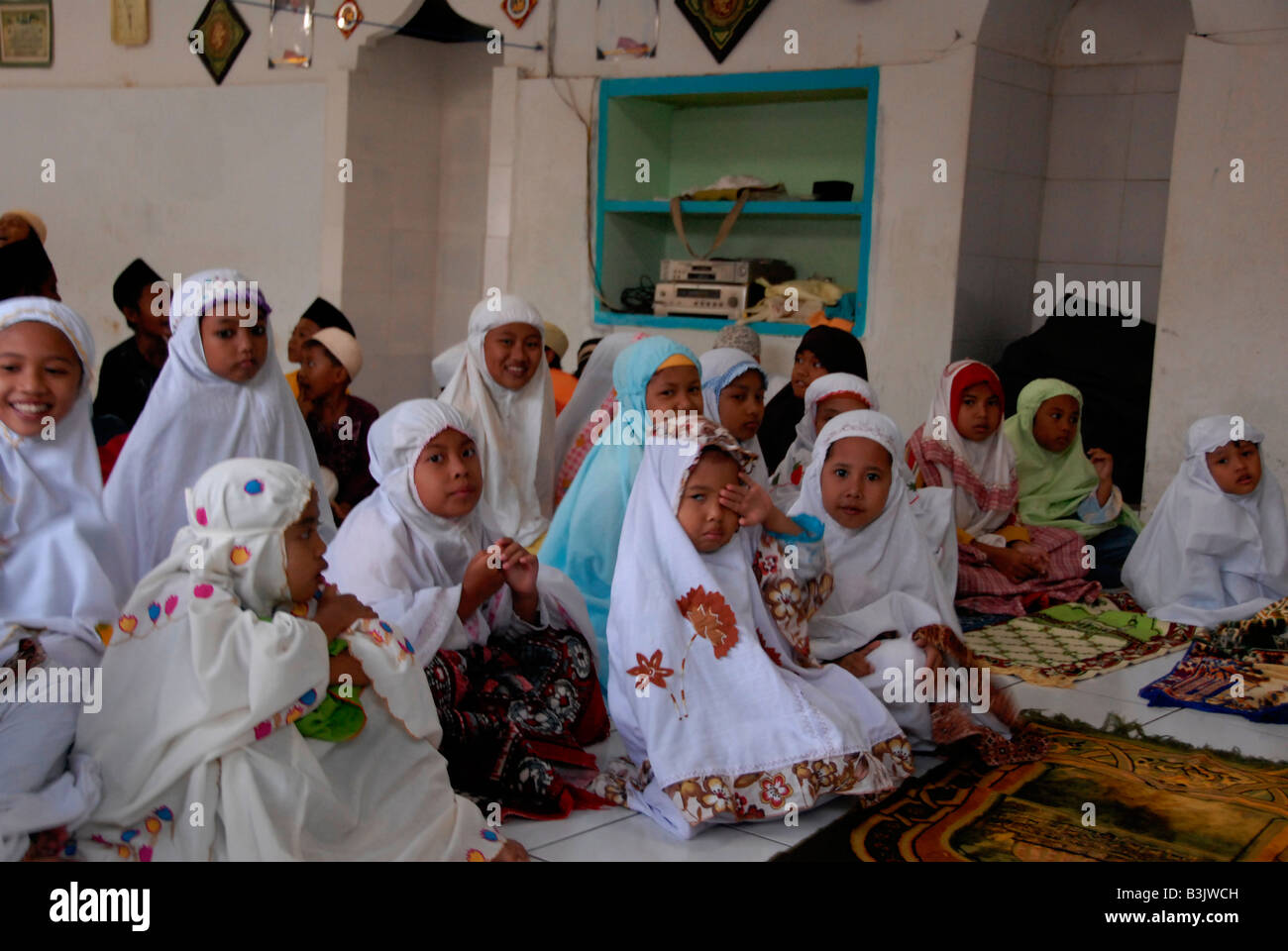 muslim girls in class, at the charity sponsored islamic school in slum ...