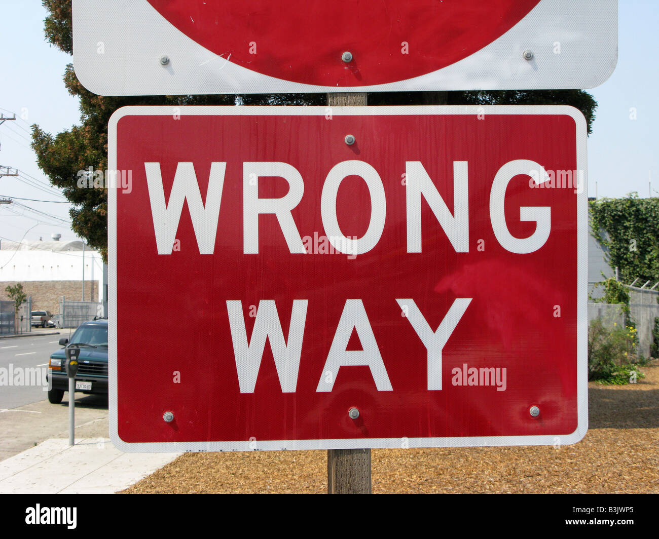 wrong way street sign Stock Photo - Alamy