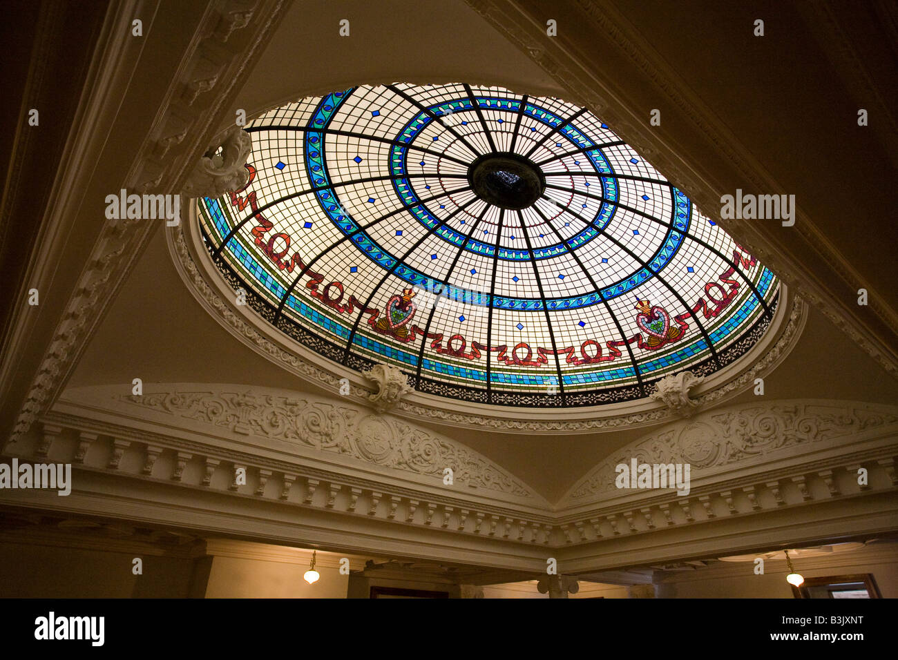Boldt Castle stained Glass Dome Detail: Lighting the central stair this ...