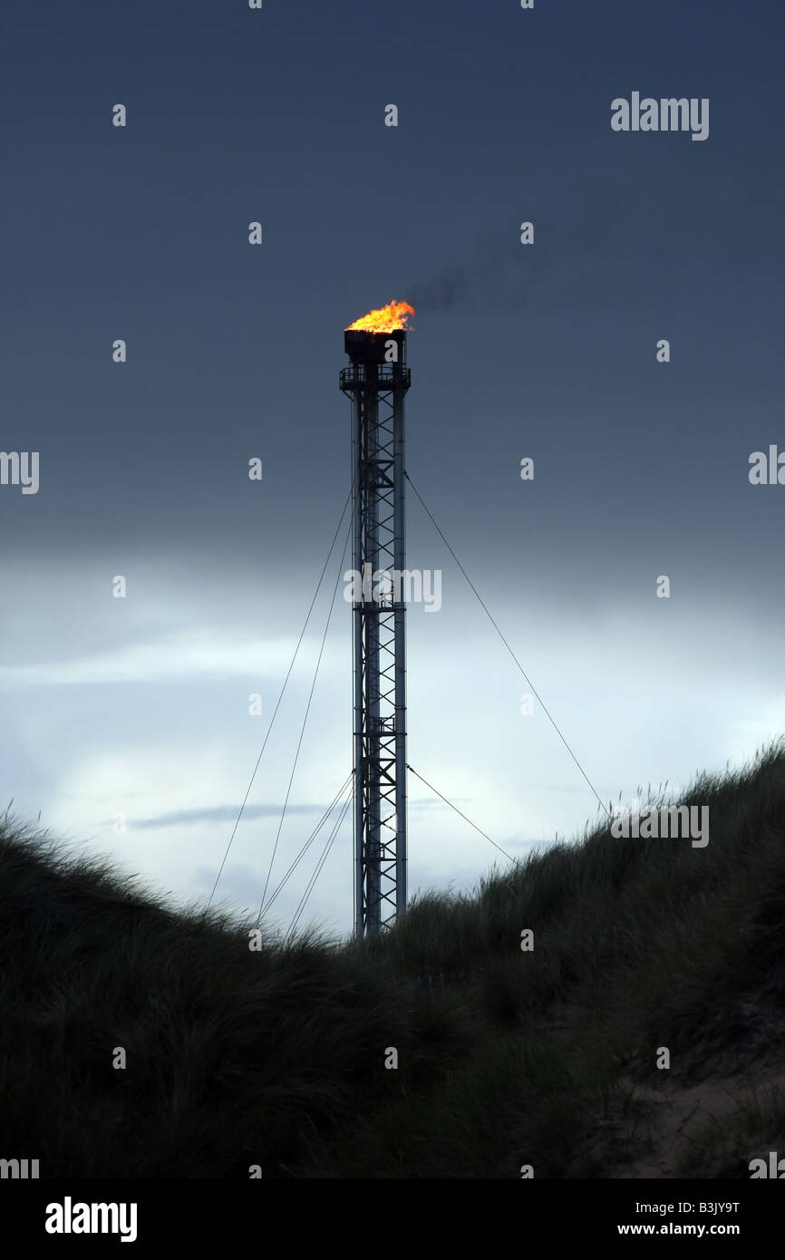 Tower flare stack of St Fergus gas terminal near Fraserburgh, Scotland ...