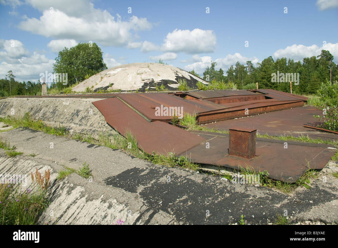 Ruined Soviet nuclear missile base, Plokstine, Lithuania Stock Photo ...