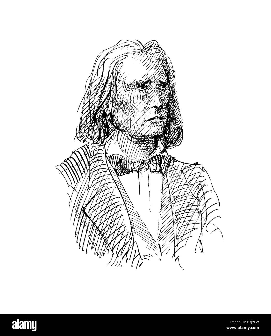 Franz Liszt 1811 1886 Hungarian Composer Pianist Pen and Ink Style ...
