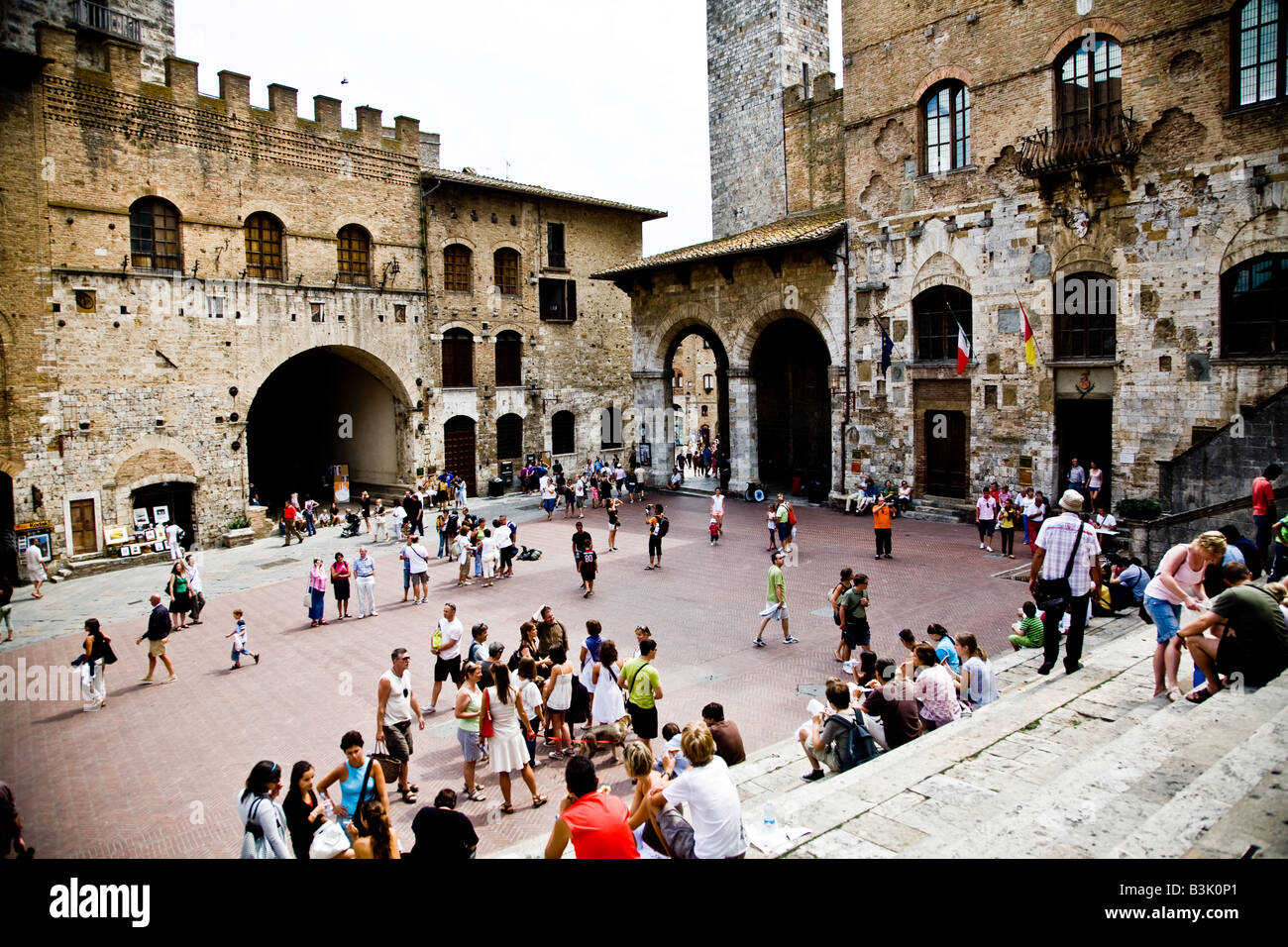 San Gimignano Square a ancient Village in the Tuscany hills, which is ...