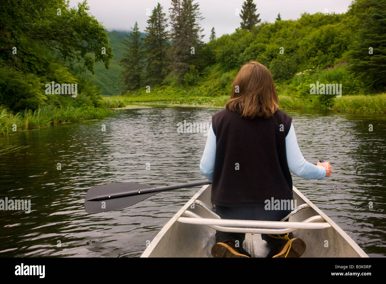 Canoeing at Lake Clark National Park Alaska model released Stock Photo ...
