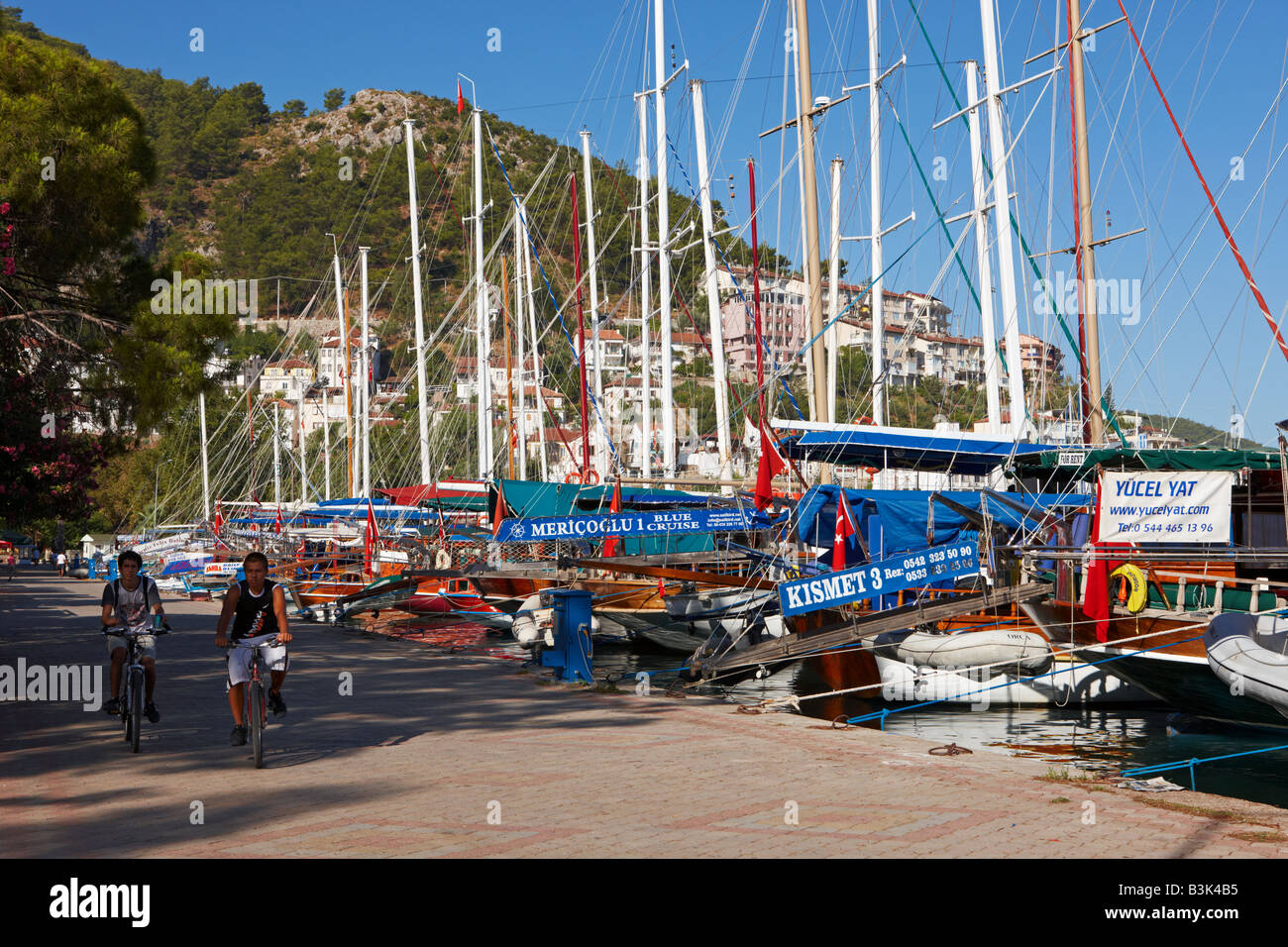 Boats moored in Fethiye harbour. Province of Mugla, Turkey Stock Photo ...