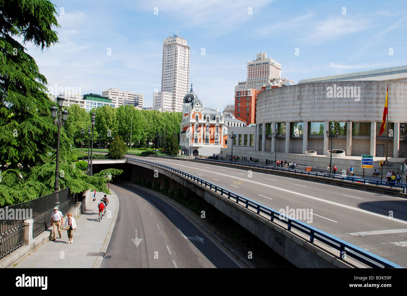 Plaza de España and the Senado building from Bailen street. Madrid ...