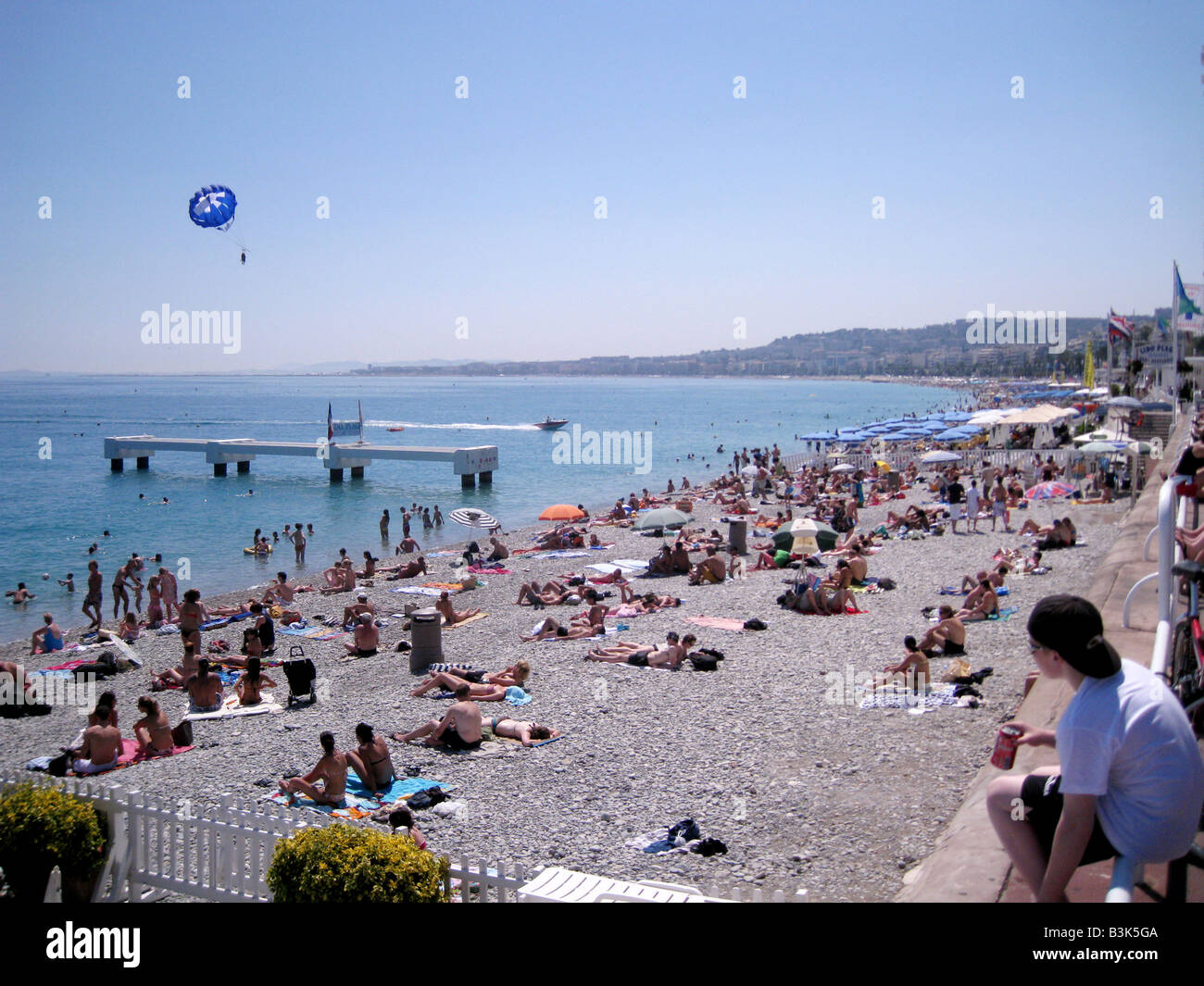NICE France Sunbathing areas along the Promenade des Anglais Stock ...