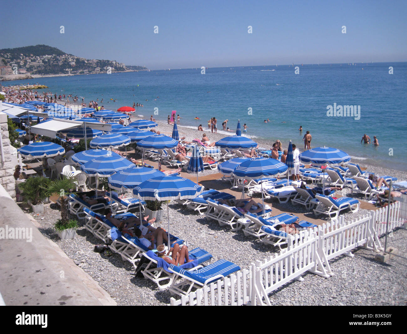 NICE France Sunbathing areas along the Promenade des Anglais Stock ...