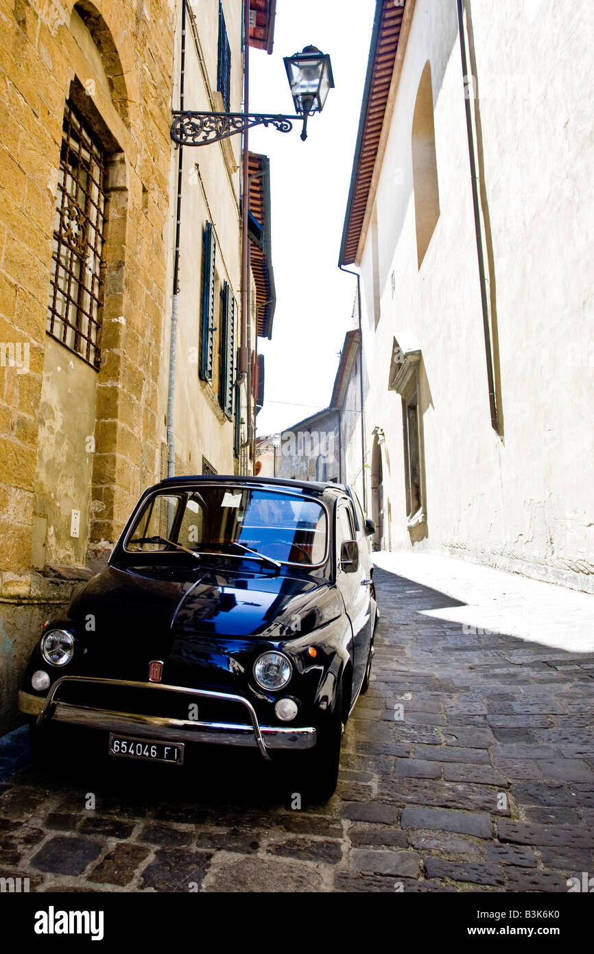 An Original Fiat 500 parked in the cobbled streets above Florence ...