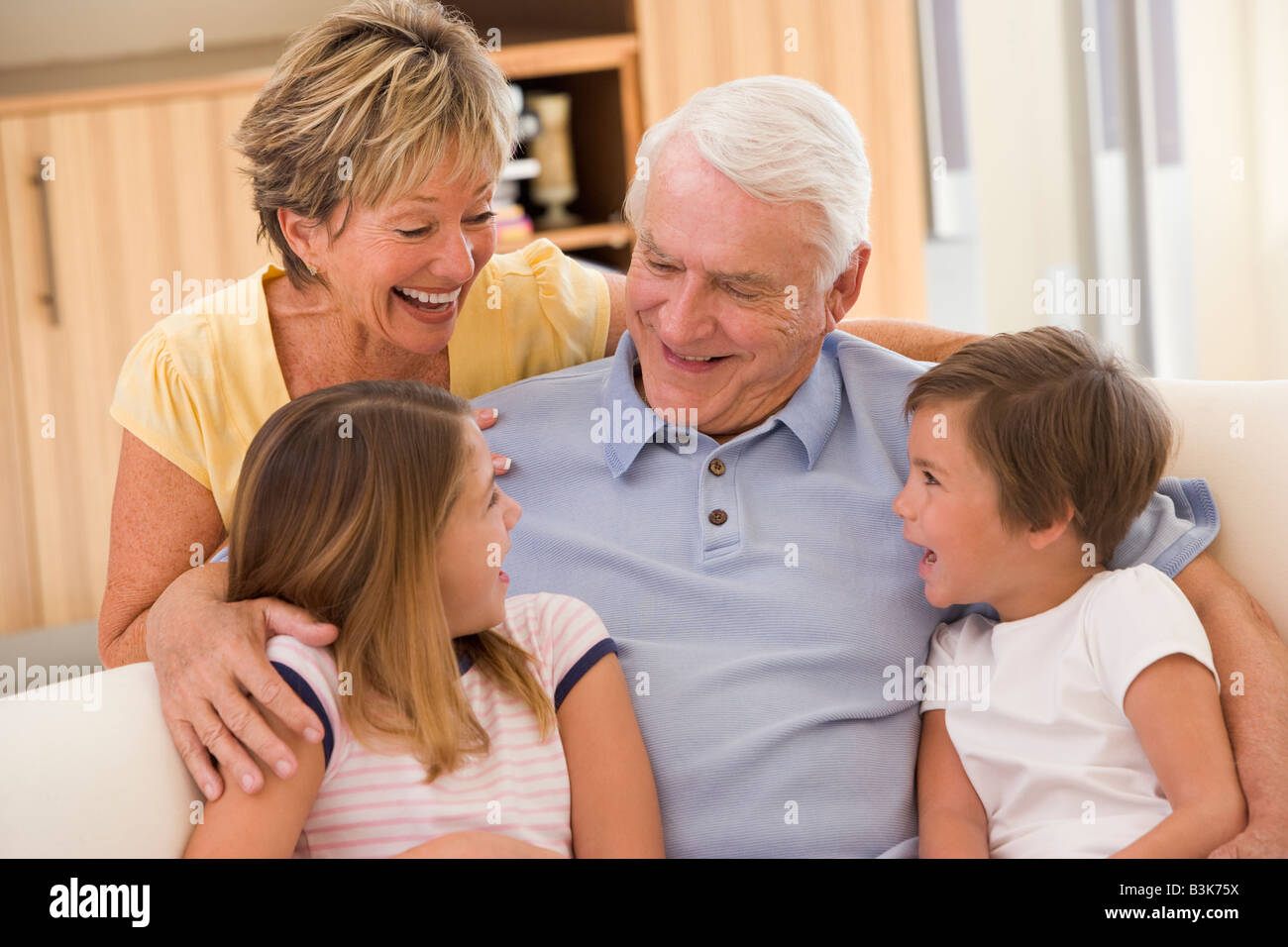 Grandmother hug child boy girl hi-res stock photography and images - Alamy