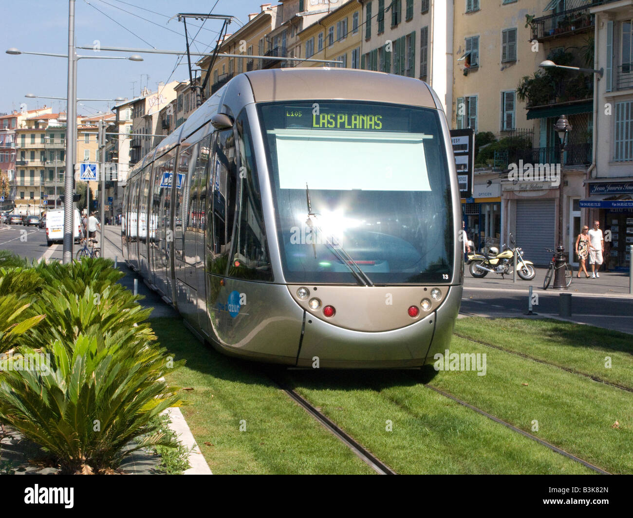 The Nice tramway service which runs through the French Riviera city ...