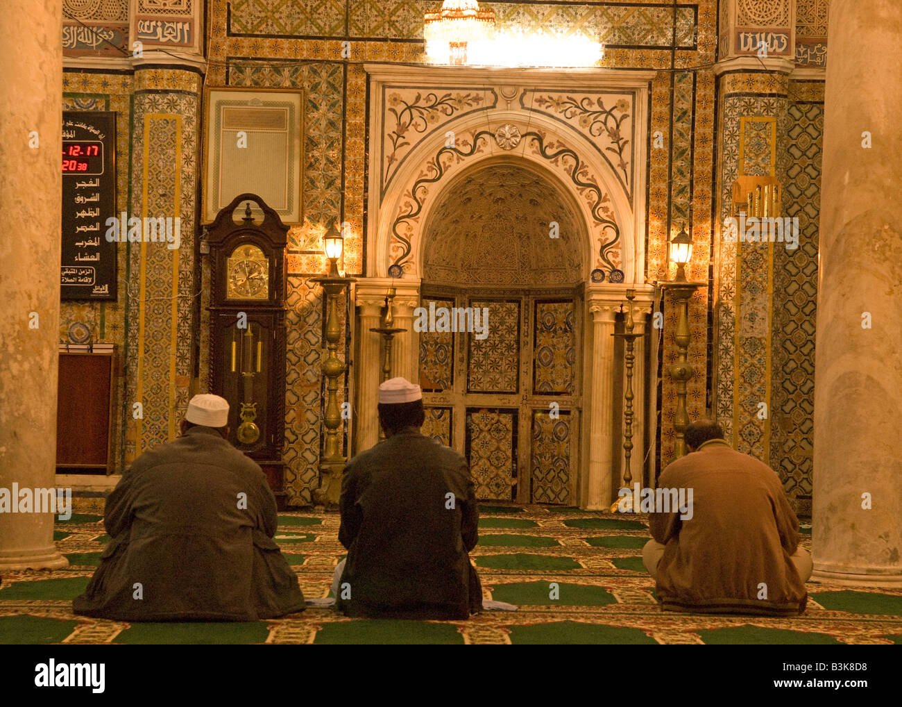 Prayers inside the beautiful interior of the Gurgi Mosque, Tripoli ...