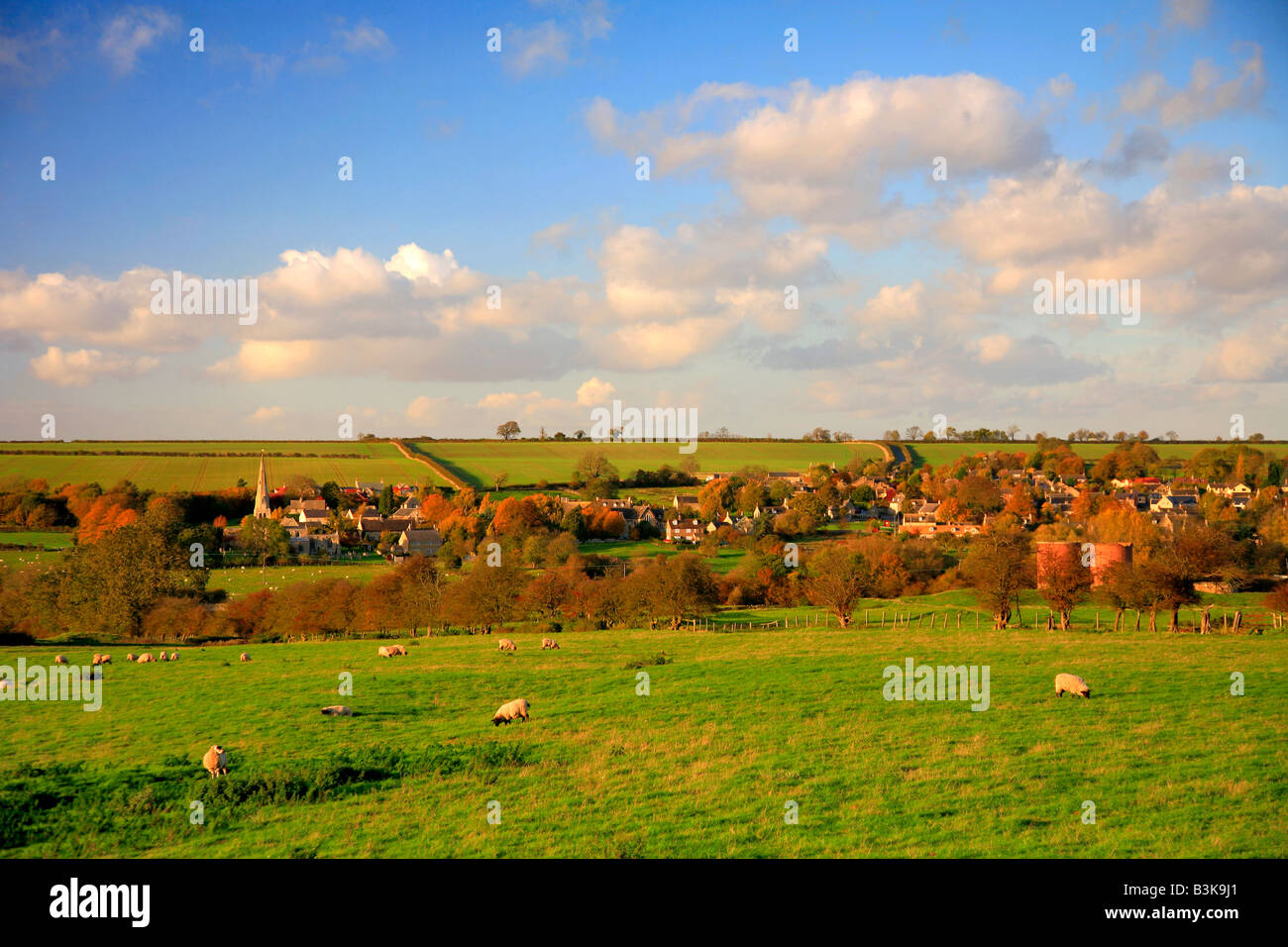 Landscape of Barrowden Village river Welland Valley Northamptonshire ...