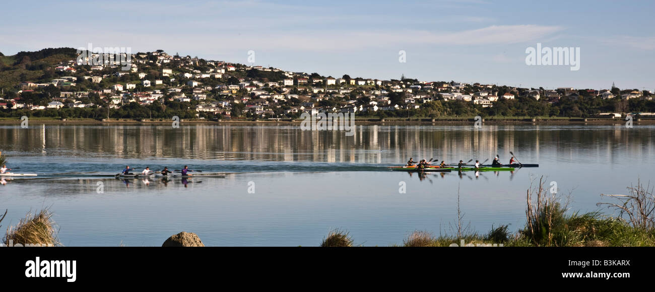 Canoists in the Paremata Inlet Paremata Porirual New Zealand Stock ...
