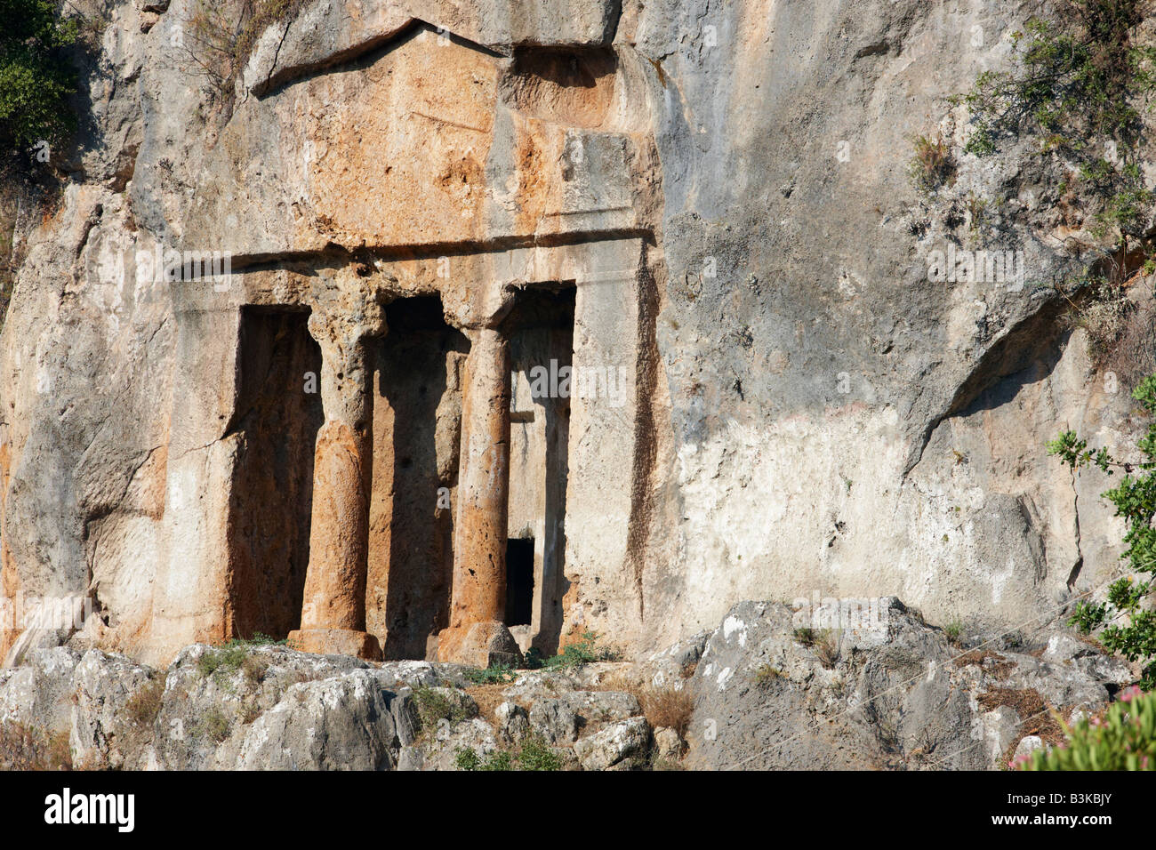 Ancient Lycian rock-cut tomb located in modern town of Fethiye ...