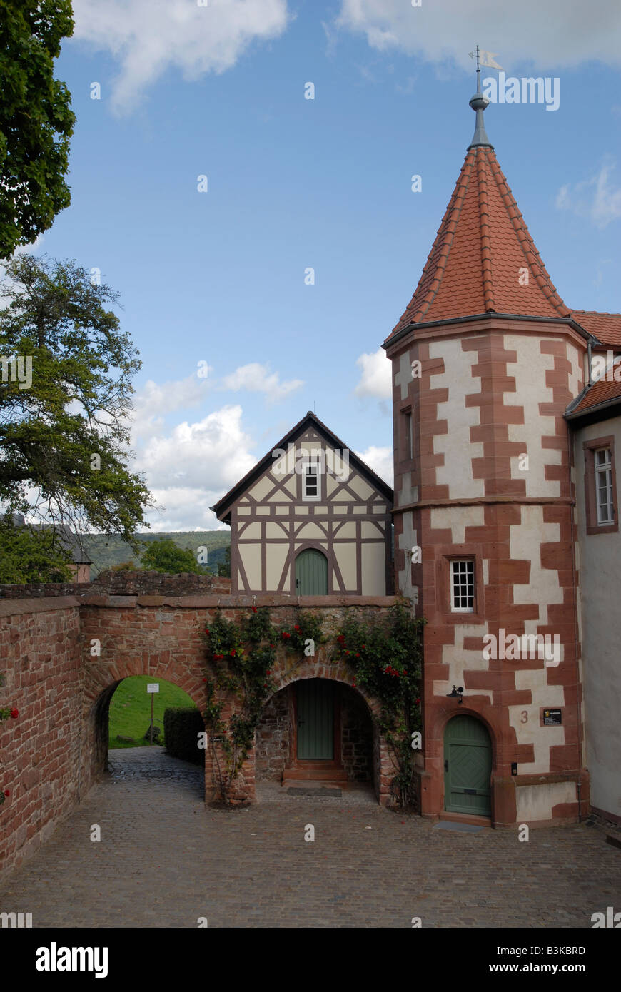 Old town of Dilsberg, located above the River Neckar near Heidelberg ...