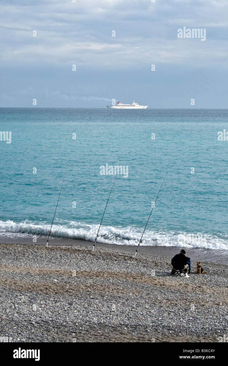 Wintry Beach Scene Nice Stock Photo - Alamy