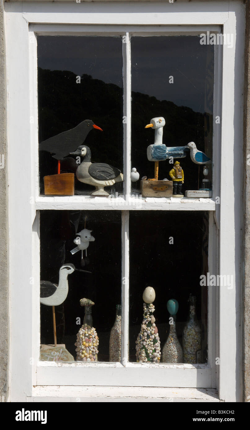 Cottage window display Kingsand Torpoint Cornwall Great Britain Europe ...