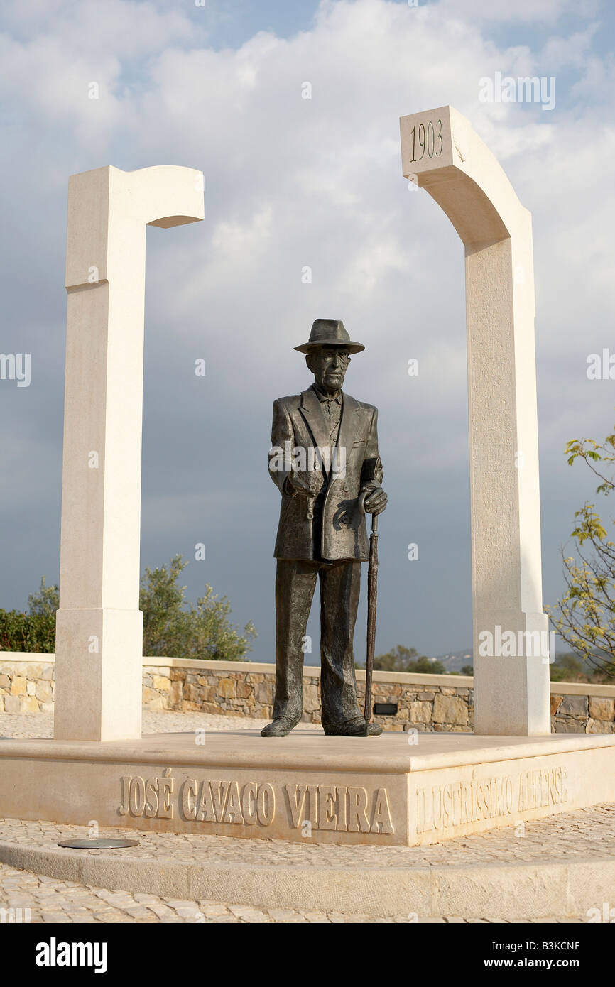 Bronze statue of local artist Jose Cavaco Vieira in Alte Portugal Stock ...