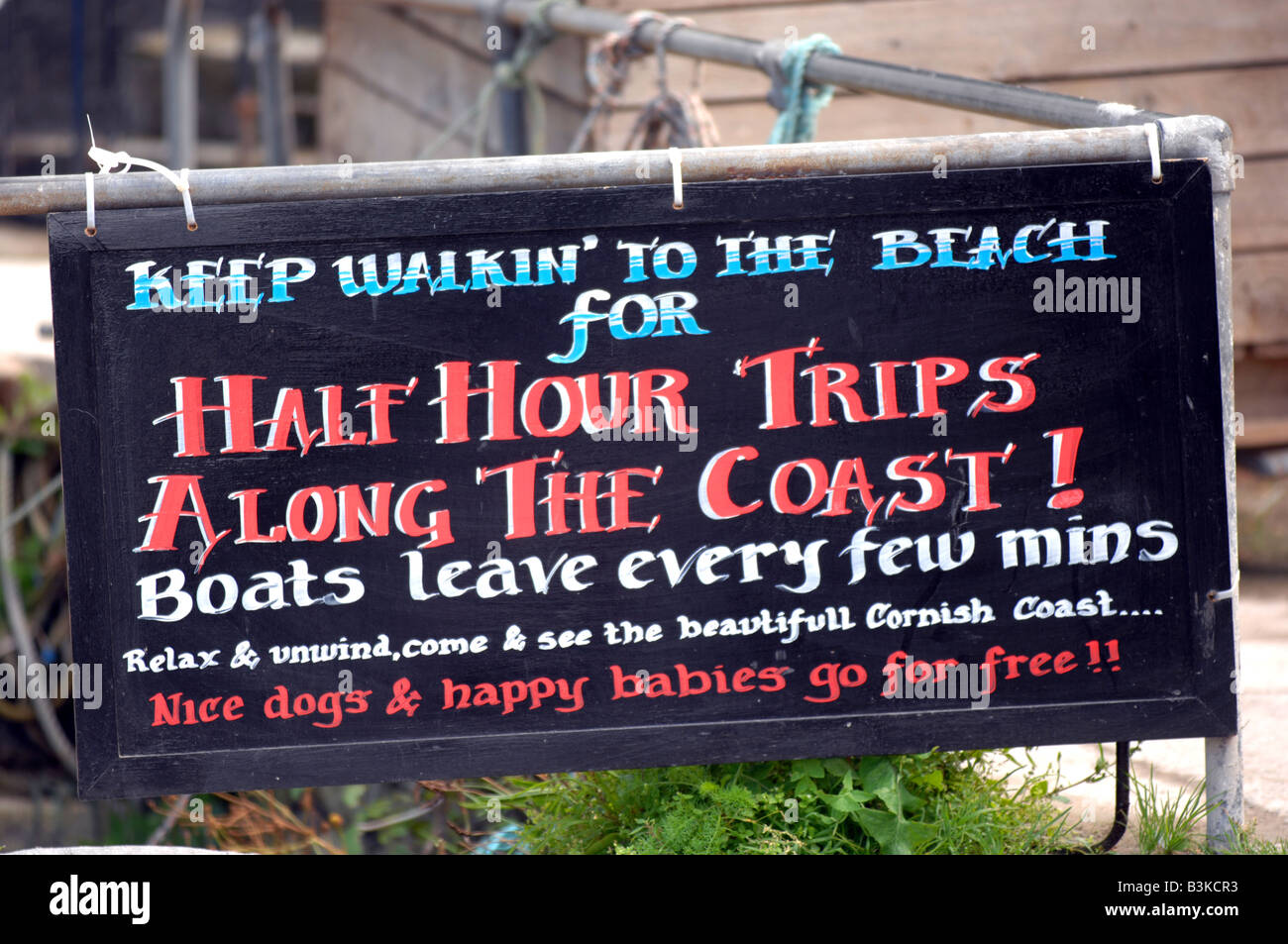 Boat trip sign, Cornwall, Britain, UK Stock Photo - Alamy