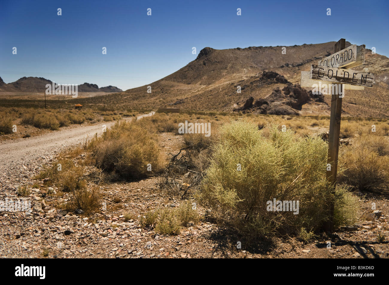 Road signs for Colorado and Golden in Rhyolite, Nevada, USA Stock Photo ...