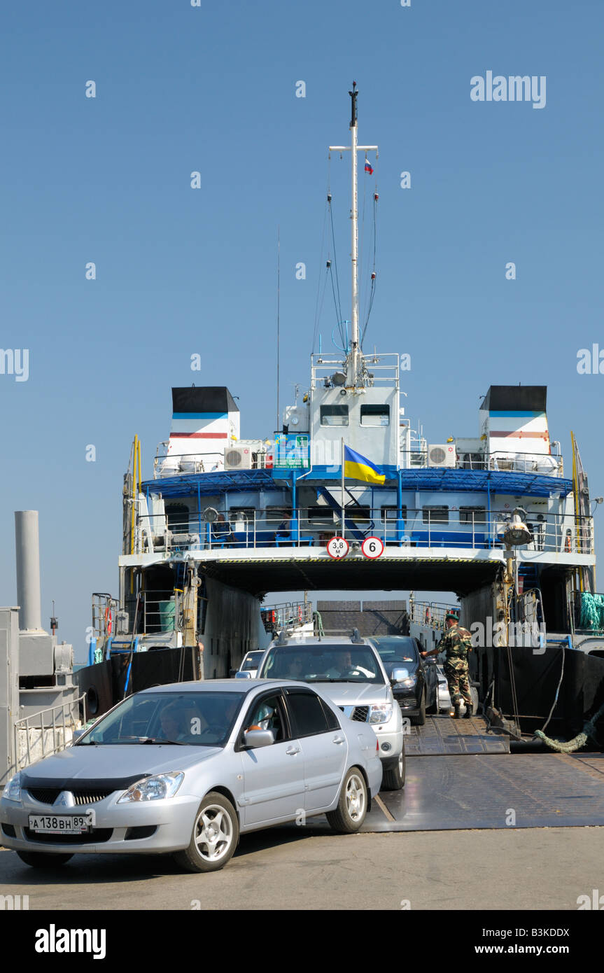 Ferry boat in Crimea port, Kerch, Ukraine Stock Photo - Alamy