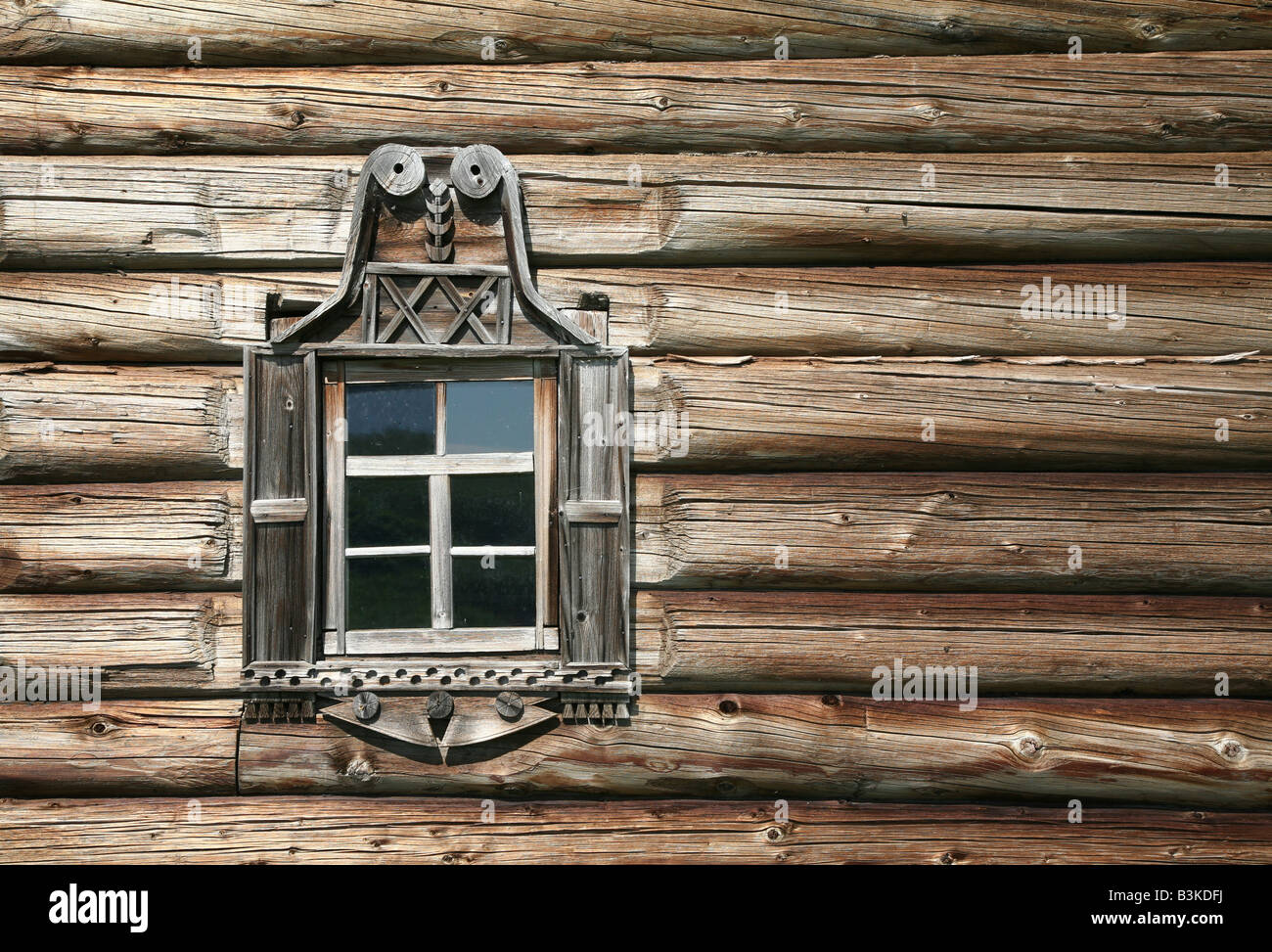 Window of the House of Maxim Yakovlev in the Kizhi Open air Museum on ...