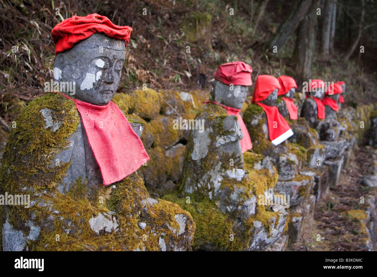 A row of Jizo statues in Nikko, Japan Stock Photo - Alamy