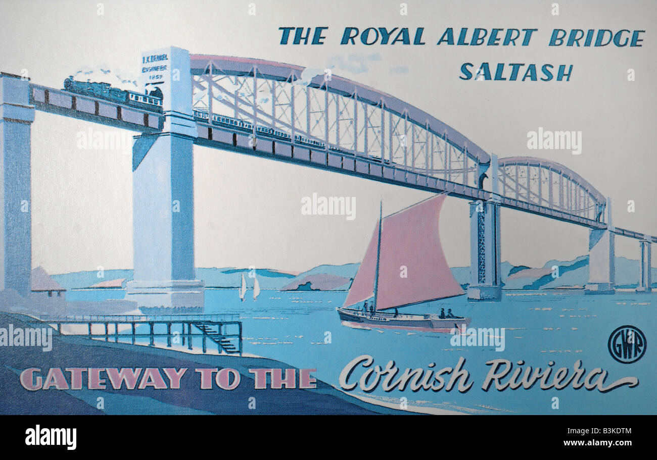 "Old fashioned" advert for traveling by train to Cornwall, Britain, UK ...