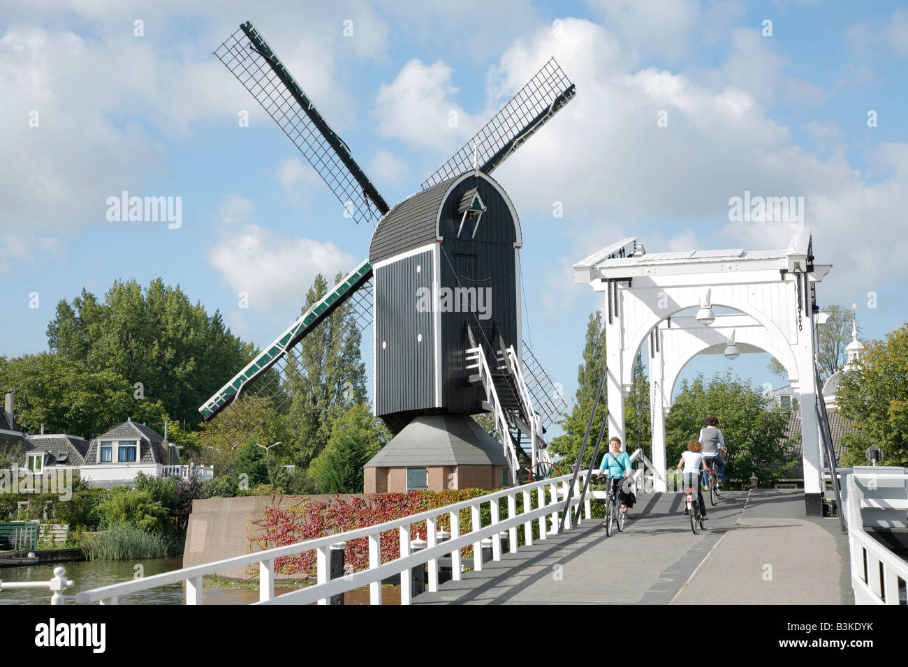 Bridge and Windmill, Leiden, Netherlands Stock Photo - Alamy
