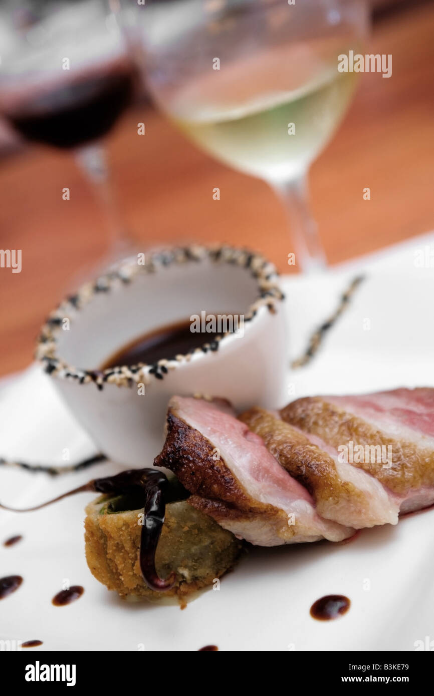 red wine, white wine and pork meat Stock Photo - Alamy