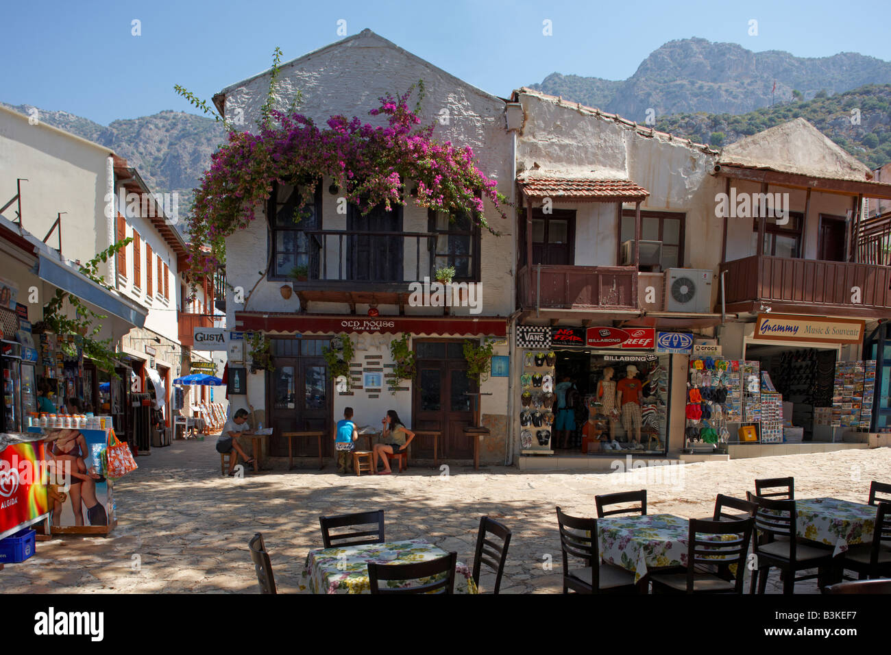Small square in the old part of Kas town. Province of Antalya Turkey ...