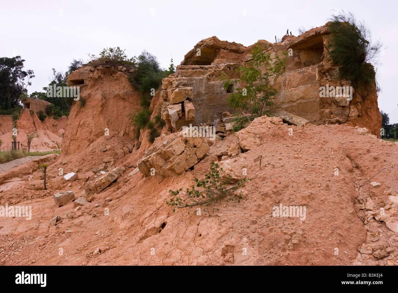 Abandoned and eroded military bunkers on Kinmen Republic of China ROC ...