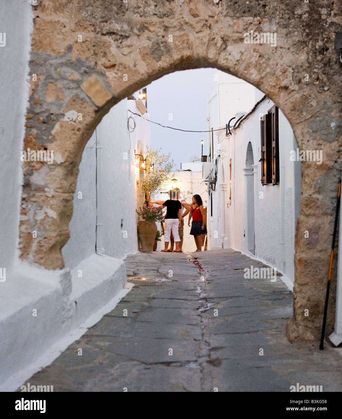 Narrow street in Lindos, Rhodes, Greece Stock Photo - Alamy