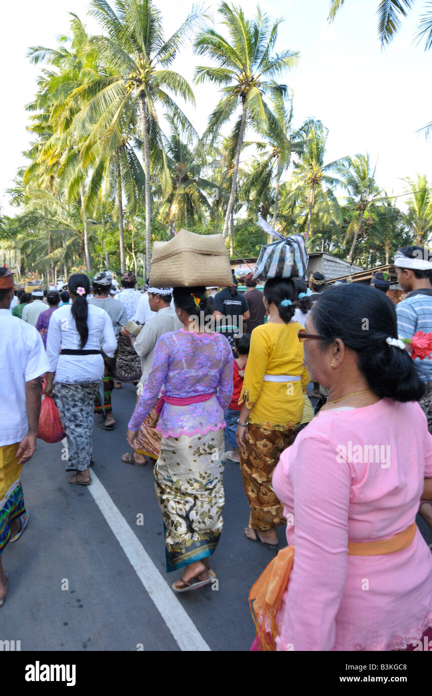 ladies with offerings,temple festival (odalan)procession , antiga ...