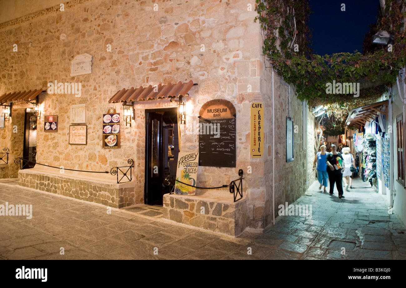 Ancient streets at night, Lindos, Rhodes, Greece Stock Photo - Alamy