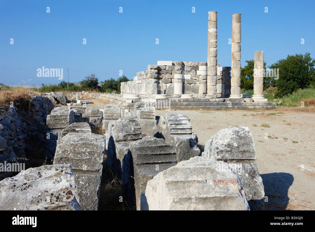 Ruins of the temple of Leto in Letoon, an ancient Lycian city located ...