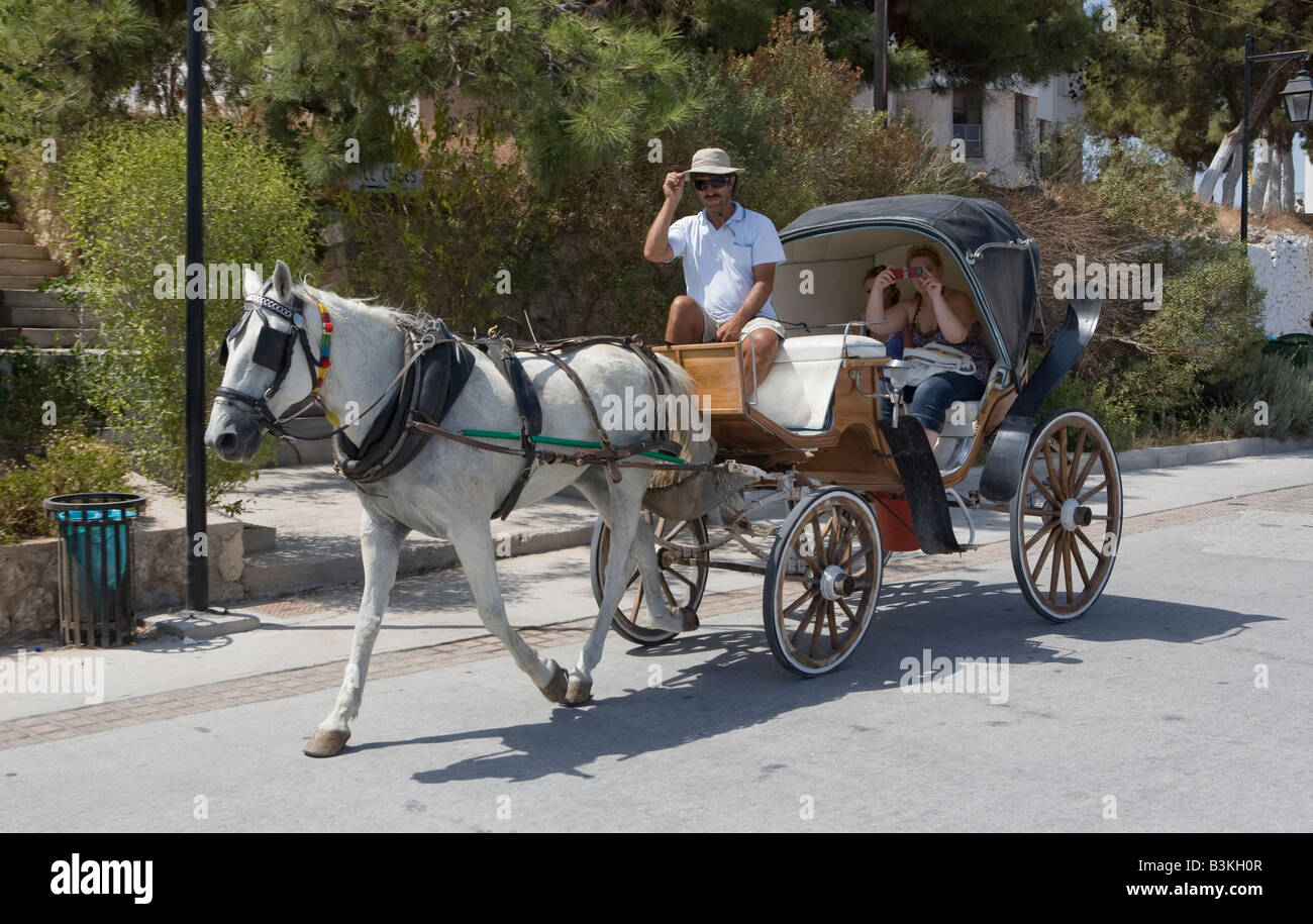 Horse drawn carriage in street, Spetses, Greece Stock Photo - Alamy