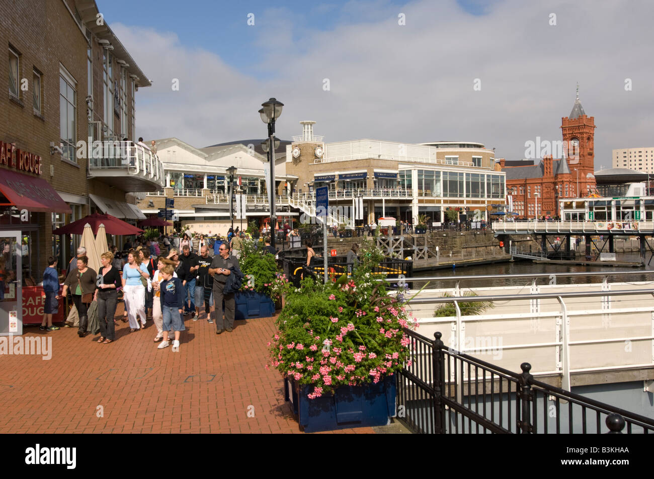 people cafe bars restaurants on Mermaid Quay Cardiff Bay Wales UK ...